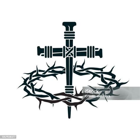 가시 왕관을 가진 예수님 못 십자가 가시에 대한 스톡 벡터 아트 및 기타 이미지 가시 왕관 못 Istock