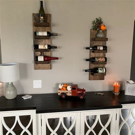 Rustic Wine Rack Spice Rack Wall Mounted Wine Bottle Holder Etsy