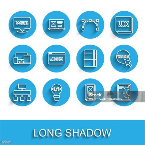 라인 사이트 맵 프런트 엔드 개발 웹 및 그래픽 디자인 Ui 또는 Ux 스케치북 앨범 아이콘을 설정합니다 벡터 Crash