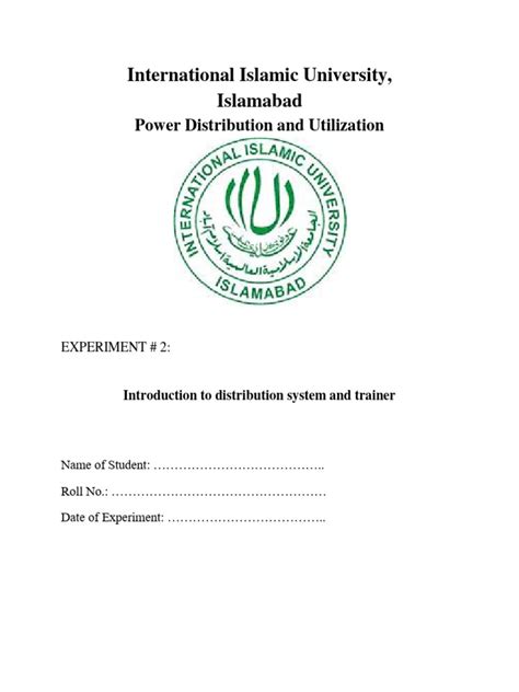 Lab 2 Introduction Power Distribution System And Tainer Pdf