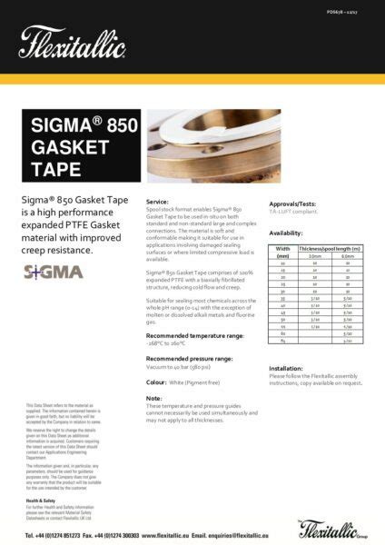 Sigma 850 Datasheet - Flexitallic Canada