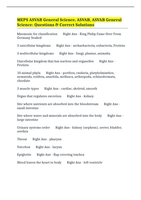Meps Asvab General Science Asvab Asvab General Science Questions