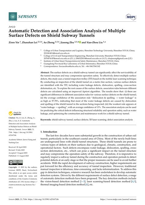 Pdf Automatic Detection And Association Analysis Of Multiple Surface Defects On Shield Subway