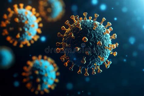 A Digital Illustration Of Virus Particles In A Microscopic View Highlighting Their Structure