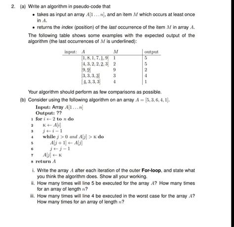 Solved A Write An Algorithm In Pseudo Code That Takes Chegg