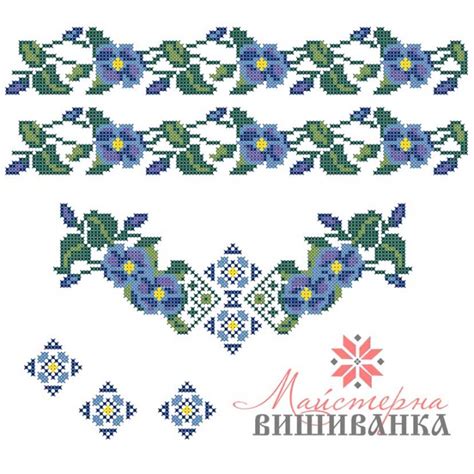 Схема для вишивання на водорозчинному флізеліні Стрімка блакить