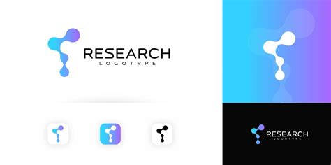 Abstract Research Logo With Gradient Fluid Shapes Fusion Dots Emblem
