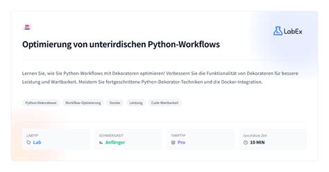 Optimierung Von Unterirdischen Python Workflows Labex