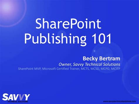 Sharepoint Publishing 101 Ppt