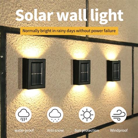 1PC 2LED Solar Wall Light Outdoor Lighting Waterproof Double Head Wall Lamp Solar Lampu Outdoor