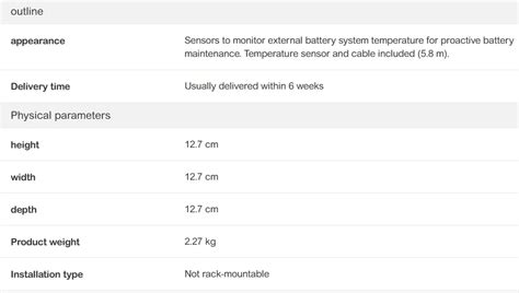 Apc Ups E Sopt Temperature Sensor Kit For External Battery Systems Easy Ups Series