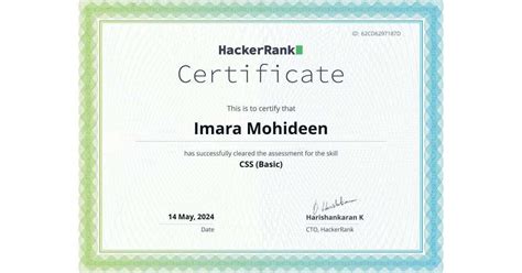 imara mohideen on linkedin hackerrank skill certificate