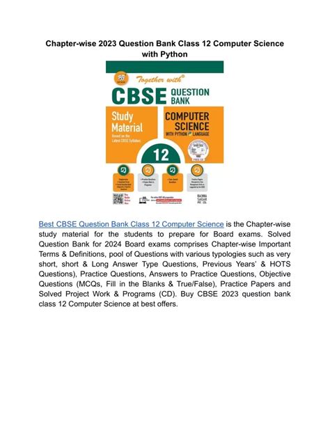 Ppt Cbse 2023 Question Bank Class 12 Computer Science For Board Exam Preparation Powerpoint