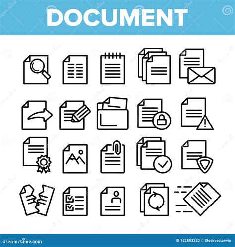 Digital Computer Documents File Vector Linear Icons Set Stock Vector Illustration Of Line