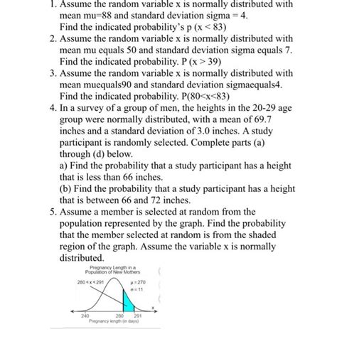 Solved 1 Assume The Random Variable X Is Normally