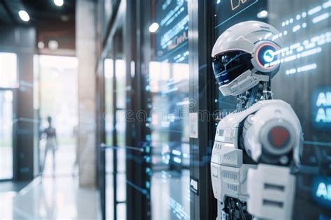 Ai Robot Guard In High Tech Security Environment Representing