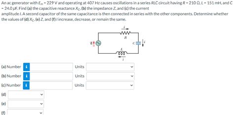Solved An Ac Generator With Em 229 V And Operating At 407