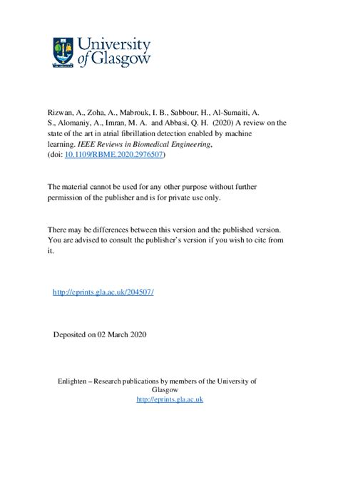 Pdf Machine Learning Advances In Atrial Fibrillation Detection