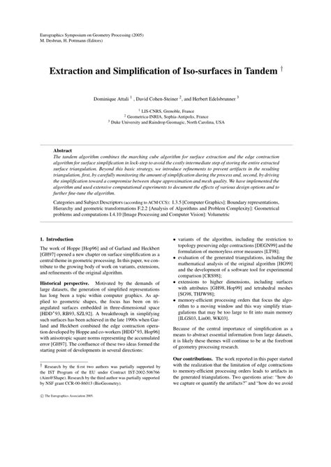 Pdf Extraction And Simplification Of Iso Surfaces In Tandem