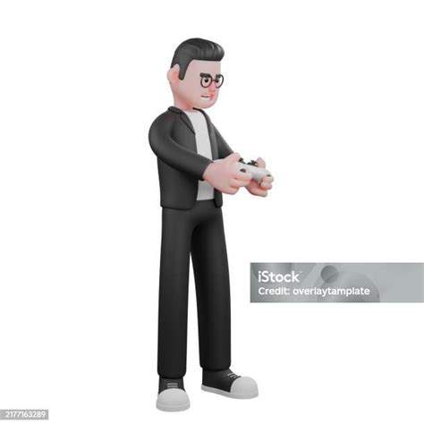 3d 남성 편집기 남성 편집자가 양손으로 게임 스틱을 들고 서 있다 프로페셔널 미디어 캐릭터 감수에 대한 스톡 사진 및 기타 이미지 Istock