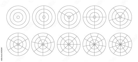 Polar Grid Concentric Circles And Steps Blank Vector Polar Graph Paper Radar Circular Graph