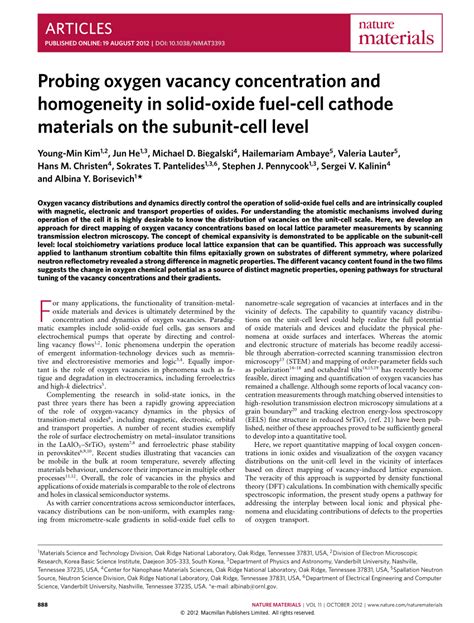 Pdf Probing Oxygen Vacancy Concentration And Homogeneity In Solid Oxide Fuel Cell Cathode