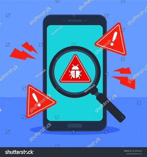 malware detection smartphone mobile phone error stock vector royalty free 2225492261