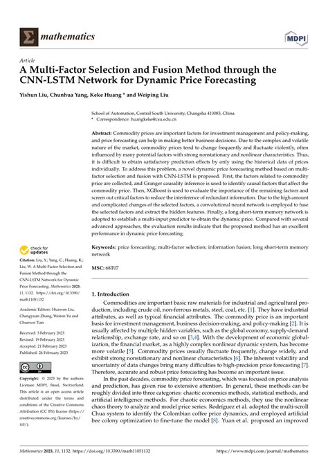 Pdf A Multi Factor Selection And Fusion Method Through The Cnn Lstm Network For Dynamic Price