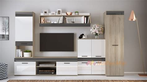 Секция Прага с гардероб дъб сонома с венге ️ ТОП Цена — МебелМаг