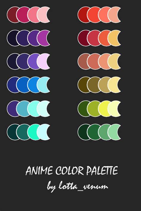 Anime Color Palette Палитры