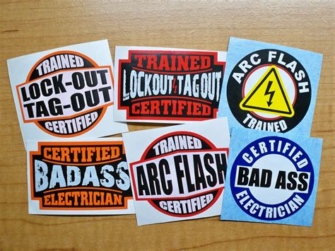 6 Pack Funny Hard Hat Stickers Bad Ass Electrician Etsy