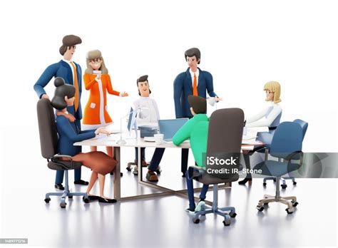 사무실에서 함께 일하고 프로젝트에서 협력하고 이야기하고 아이디어를 공유하는 성공적인 비즈니스 사람들 3d 렌더링 그림 It 지원에 대한 스톡 사진 및 기타 이미지 Istock