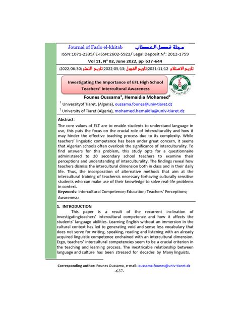 Investigating The Importance Of Efl High School Teachers Intercultural