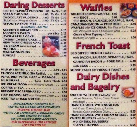 Menu At Andonios Diner Restaurant Philadelphia