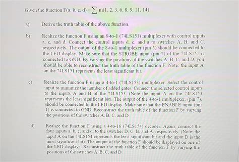 Solved Given The Function F A B C D M Chegg