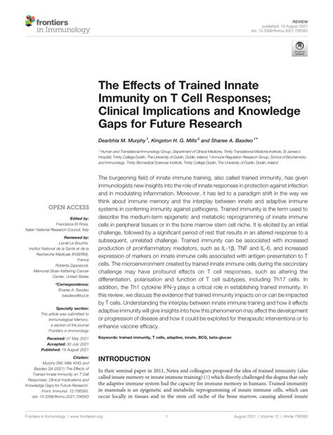Pdf The Effects Of Trained Innate Immunity On T Cell Responses