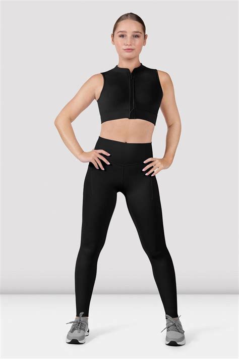 Apex Teen Blocheverhold Zip Front Crop Top Black Bloch Dance Uk