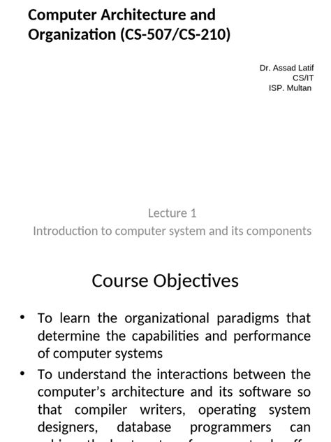 Computer Architecture Course Overview Pdf Central Processing Unit