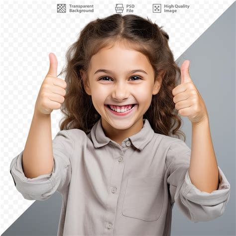 Девушка показывает большой палец вверх со словами «палец вверх Премиум Psd Файл