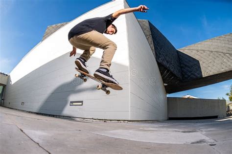 Skateboarder Doing A Nose Slide Trick Stock Image Image Of Skateboard
