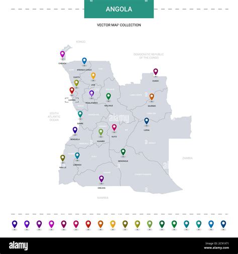 Angola Map With Location Pointer Marks Infographic Vector Template
