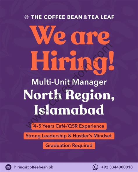 The Coffee Bean And Tea Leaf Jobs Multi Unit Manager