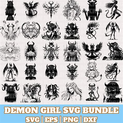 Demon Girl Svg Bundle Demon Girl Vector Demon Girl Silhouette Demon