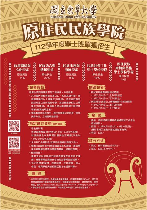 獨招原住民民族學院 112學年學士班 單獨招生開始囉