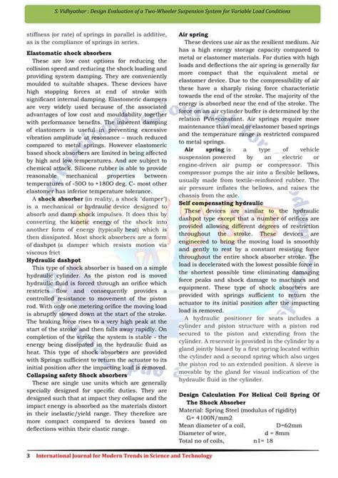 Design Evaluation Of A Two Wheeler Suspension System For Variable Load