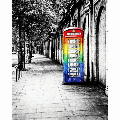 Rainbow Pride Colors British Phone Booth Art Print Mark On Art Mark