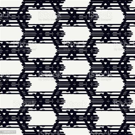 페인트 브러시 기하학적 이음새가 없는 패턴 예술적 손으로 그린 현대 인쇄물 리노컷 스타일 배경 민족 장식품 트렌디 한 현대 지오 벽지 자유형 추상적 인 디자인 벡터 아트웍