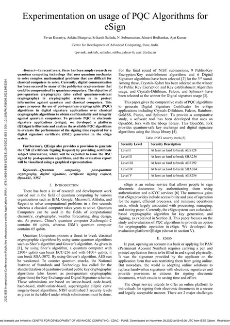 Pdf Experimentation On Usage Of Pqc Algorithms For Esign