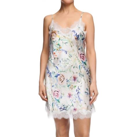 Silk Chemise With Lace Detail In Ivory Floral For Her From The Luxe