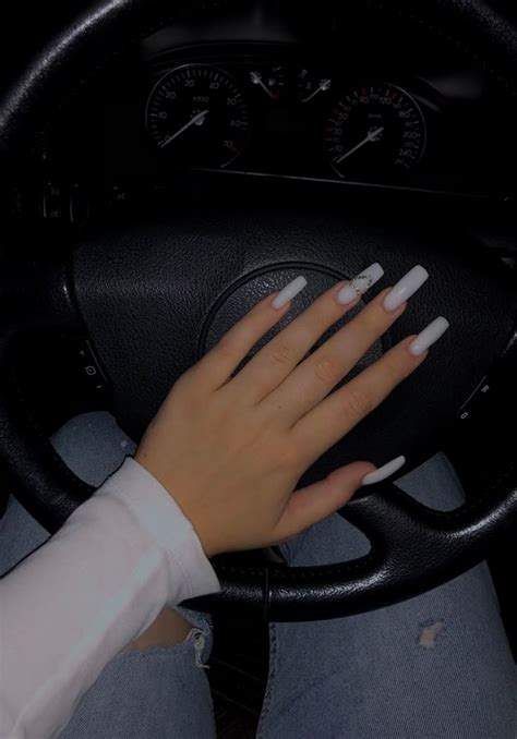 🤍🎧🪩 Маникюр со стразами Матовые белые ногти Длинные квадратные ногти